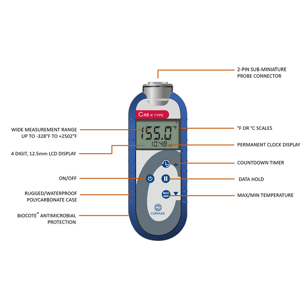 Comark C48 Digital Waterproof Thermocouple - Type K