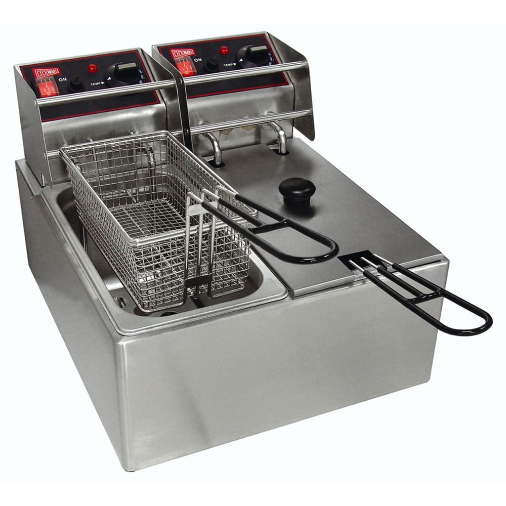Cecilware Pro EL2X6 Countertop Electric Fryer - (2) 6 lb Vats,120v