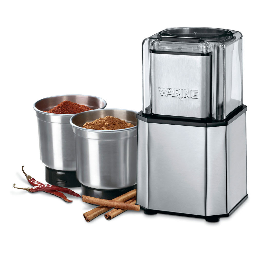 Waring WSG30 Professional Spice Grinder w/ 3 Stainless Bowls & Lids