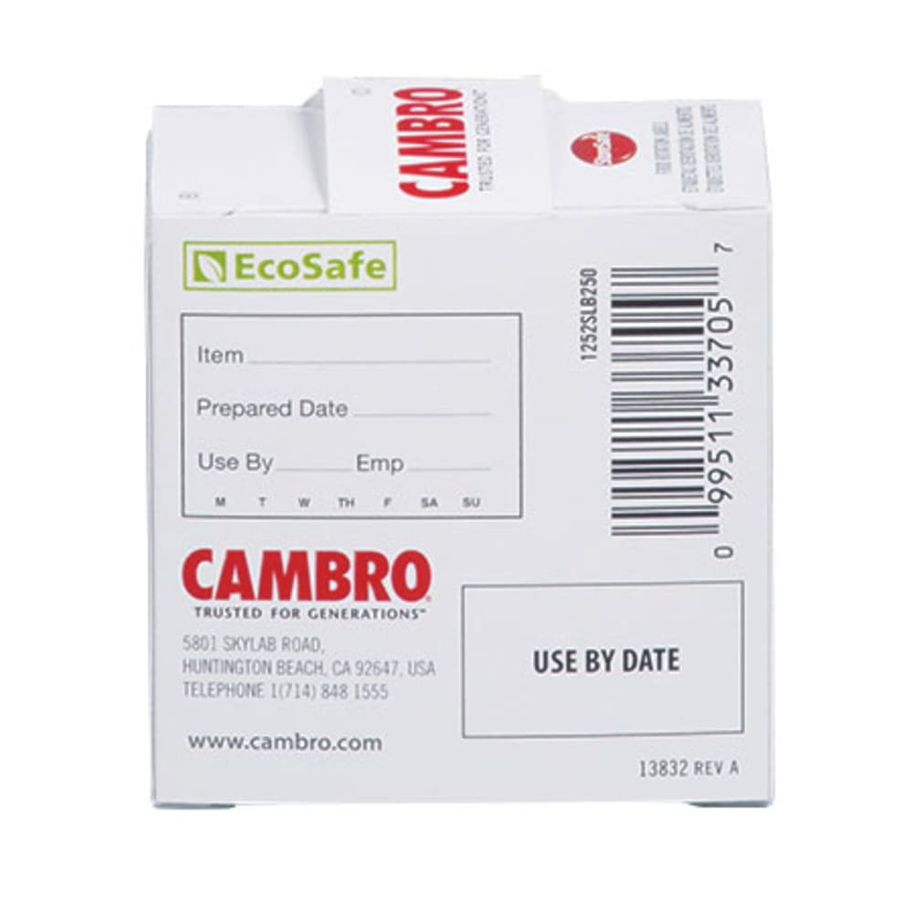 Cambro 1252SLB250 StoreSafe Food Rotation Labels - 1 1/4x2" (250 Per Roll)