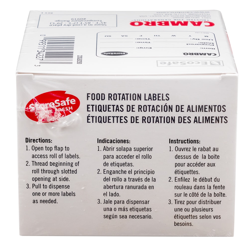 Cambro 23SLB250 StoreSafe Food Rotation Labels - 2x3" (250 Per Roll)