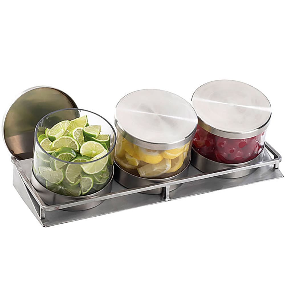 Cal-Mil 1850-4-55 (3) Compartment Bar Garnish Tray - Lift Off Lid