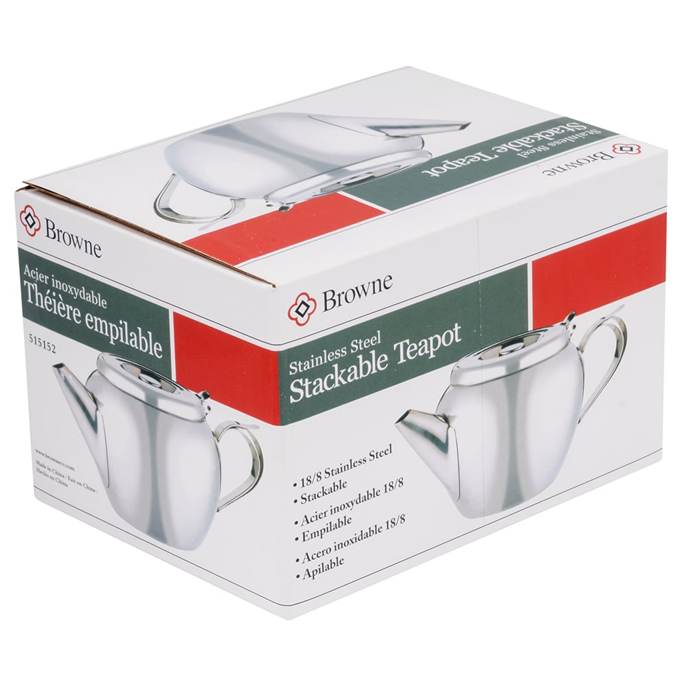 Browne 515152 Stackable Teapot , 12 oz, 18/8 Stainless Steel, Stackable