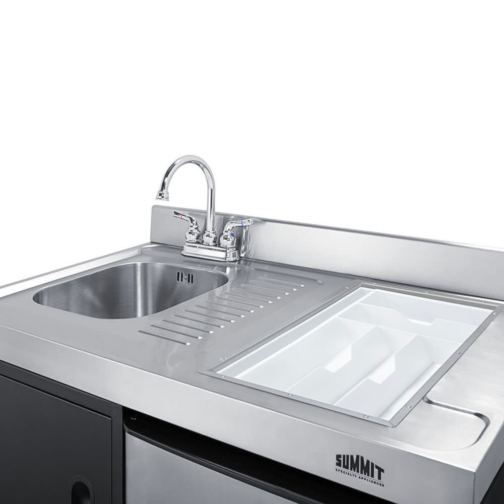Summit ACK63ELSTB 63" Kitchenette w/ Sink, Electric Range/Oven ...