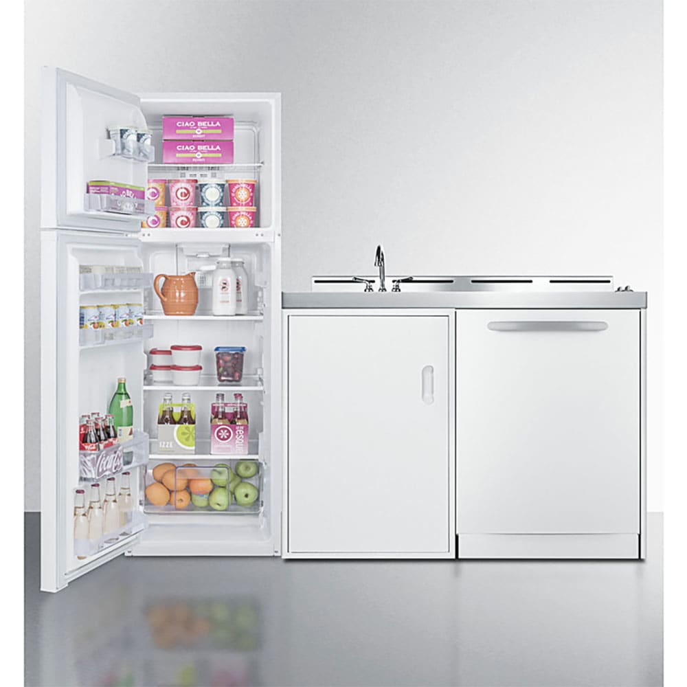 Summit ACKDW72 72" Kitchenette w/ Sink, 2 Burners, Refrigerator/Freezer ...