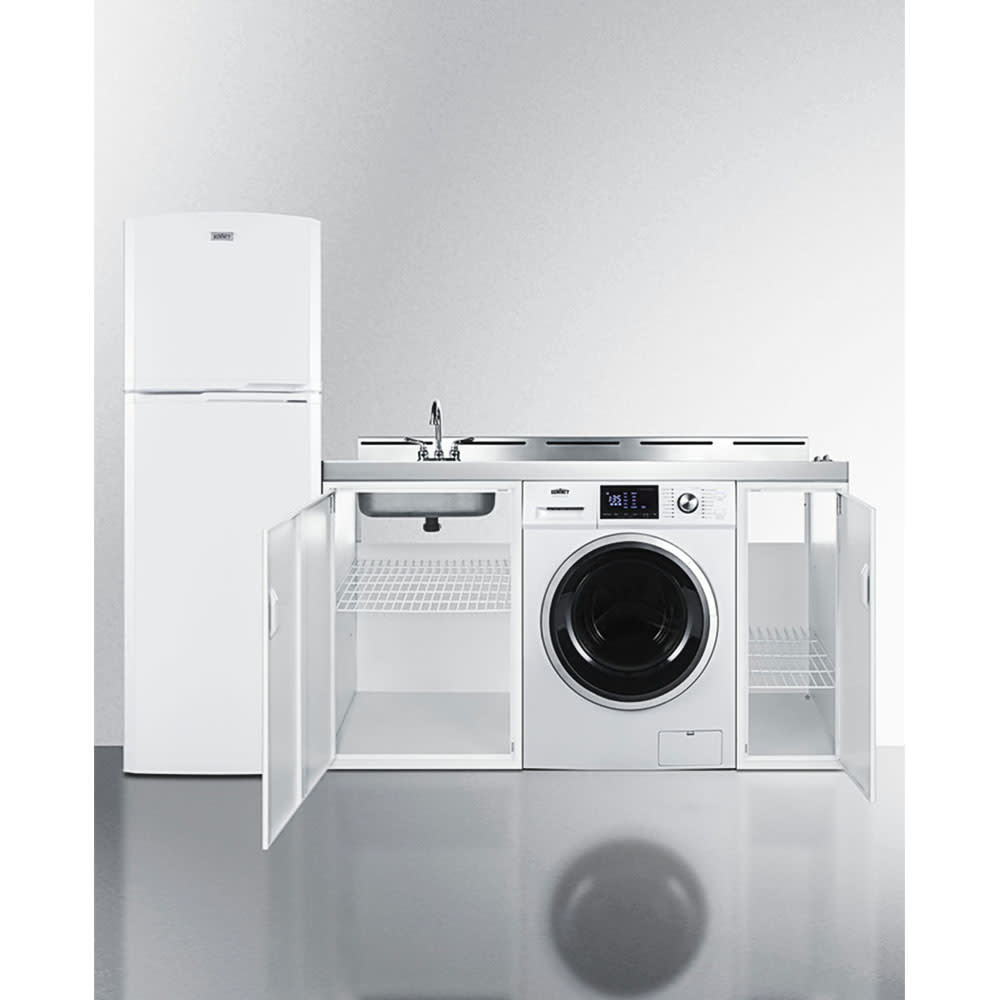 Summit ACKSPWD821G 83" Kitchenette w/ Sink, 2 Burners, Refrigerator ...