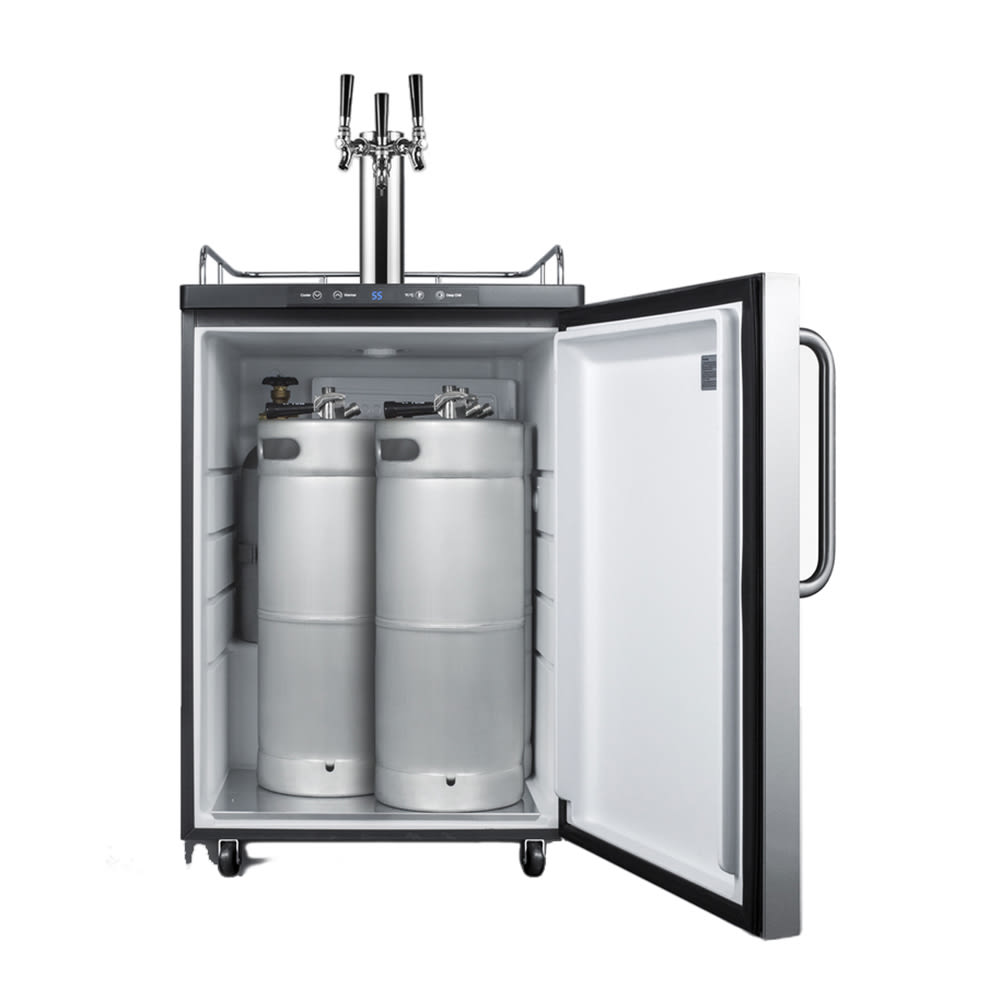 Summit SBC635MSSTBTRIPLE 23 5/8" Kegerator Beer Dispenser w/ (2) Keg ...