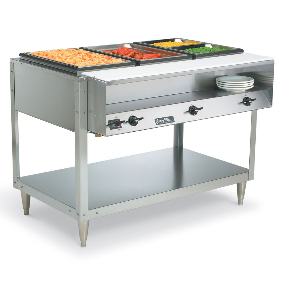 Vollrath 38004 61 1/4" Hot Food Table w/ (4) Wells & Cutting Board, 120v