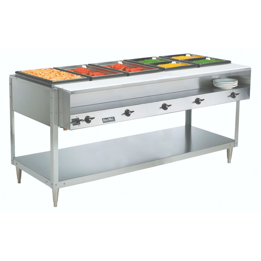Vollrath 38005 76" Hot Food Table w/ (5) Wells & Cutting Board, 120v