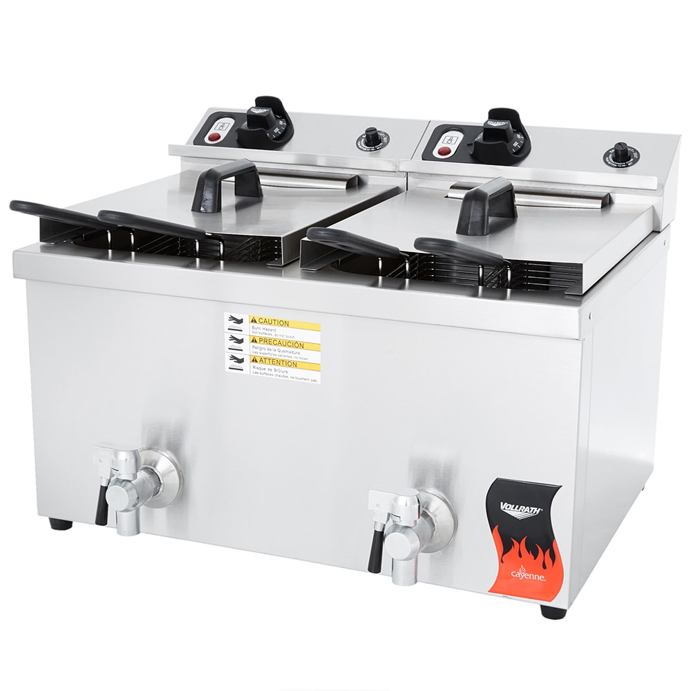 Vollrath 40710 Countertop Electric Fryer - (2) 15 lb Vats, 220v/1ph