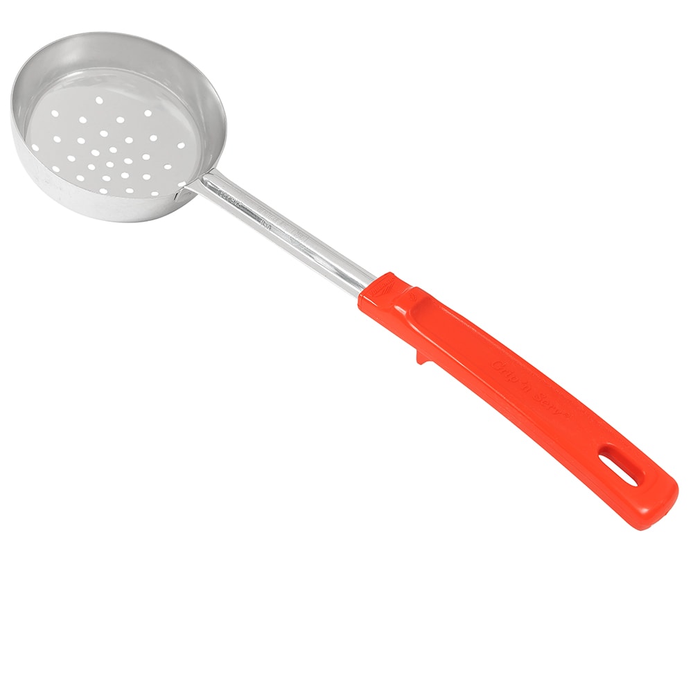 Vollrath 62180 8 oz Perforated Spoodle - Orange Poly Handle, Stainless