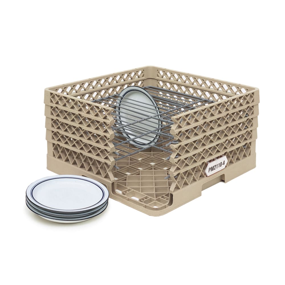 Vollrath PM1912-6 Dishwasher Rack - 19 Plate Capacity, 6 Extenders, Beige