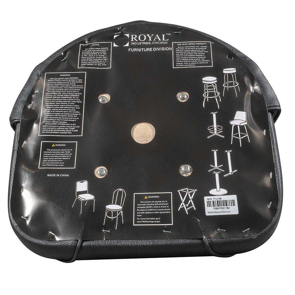 Royal Industries ROY 7714 SB Replacement Bucket Bar Stool Seat, Black Vinyl