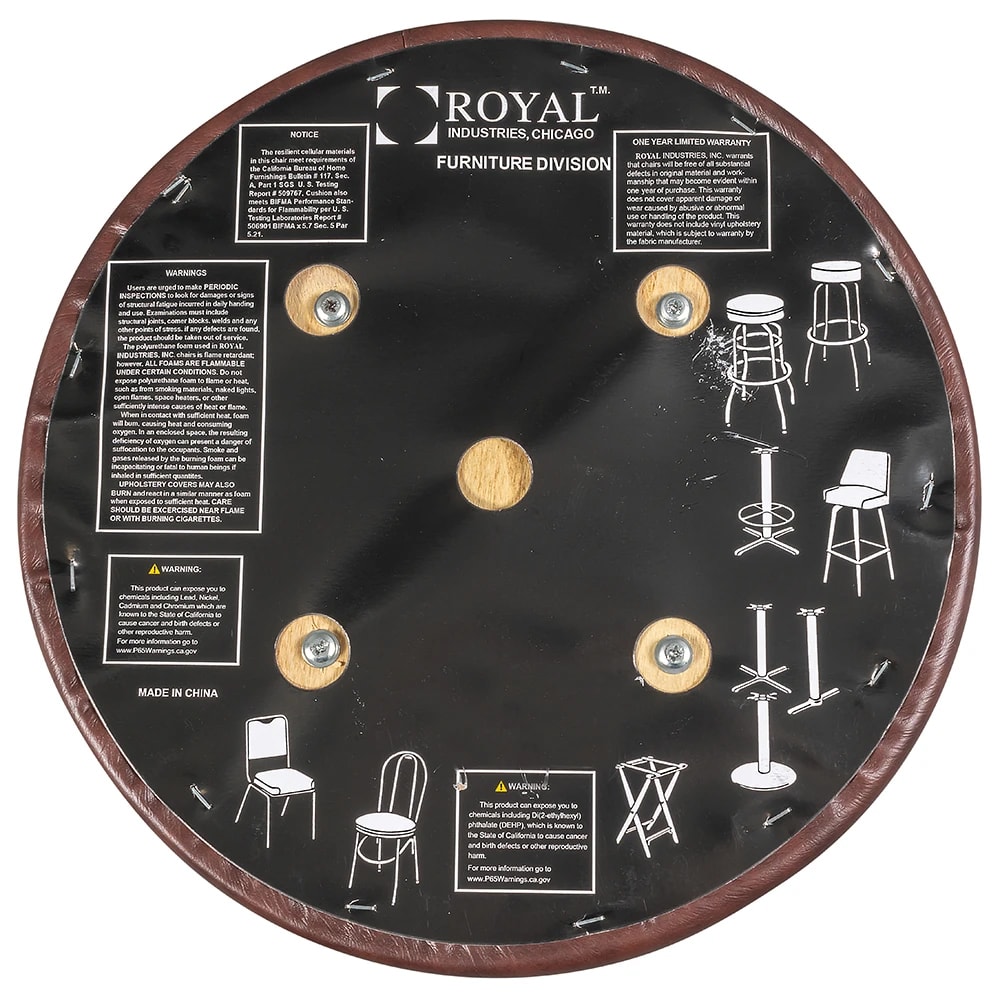 Royal Industries ROY 7714 SBRN Replacement Bucket Bar Stool Seat, Brown ...