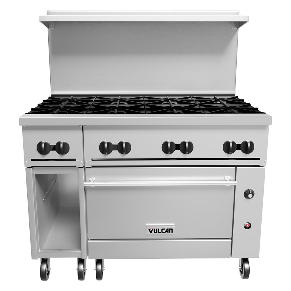 Vulcan 48S-8B 48" 8 Burner Gas Range w/ Standard Oven & Storage Base ...