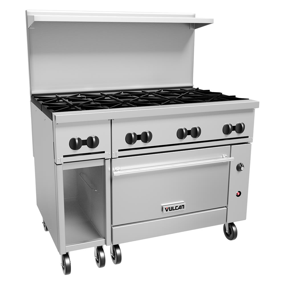 Vulcan 48S-8B 48" 8 Burner Gas Range w/ Standard Oven & Storage Base ...