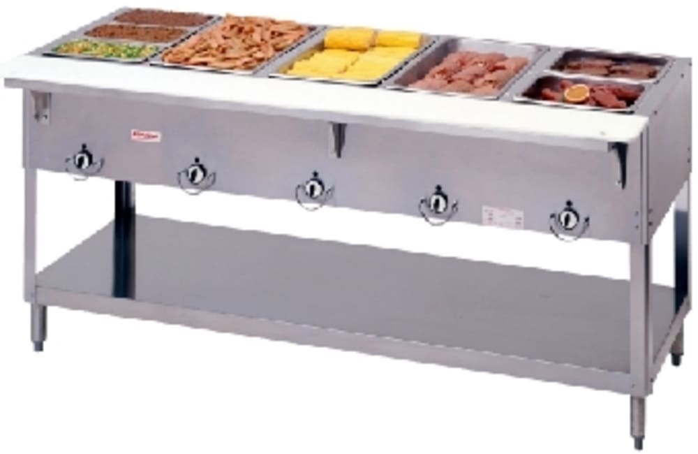 Duke 305 73" Hot Food Table w/ (5) Wells & Undershelf, Natural Gas