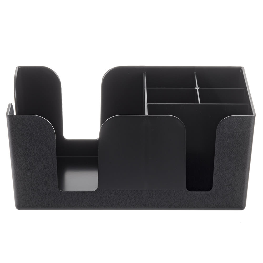 Tablecraft 101 Plastic Bar Caddy w/ (6) Compartments, Black