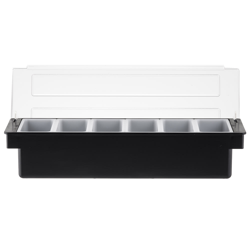 Tablecraft 102 (6) Compartment Bar Garnish Tray - Flat Hinged Lid