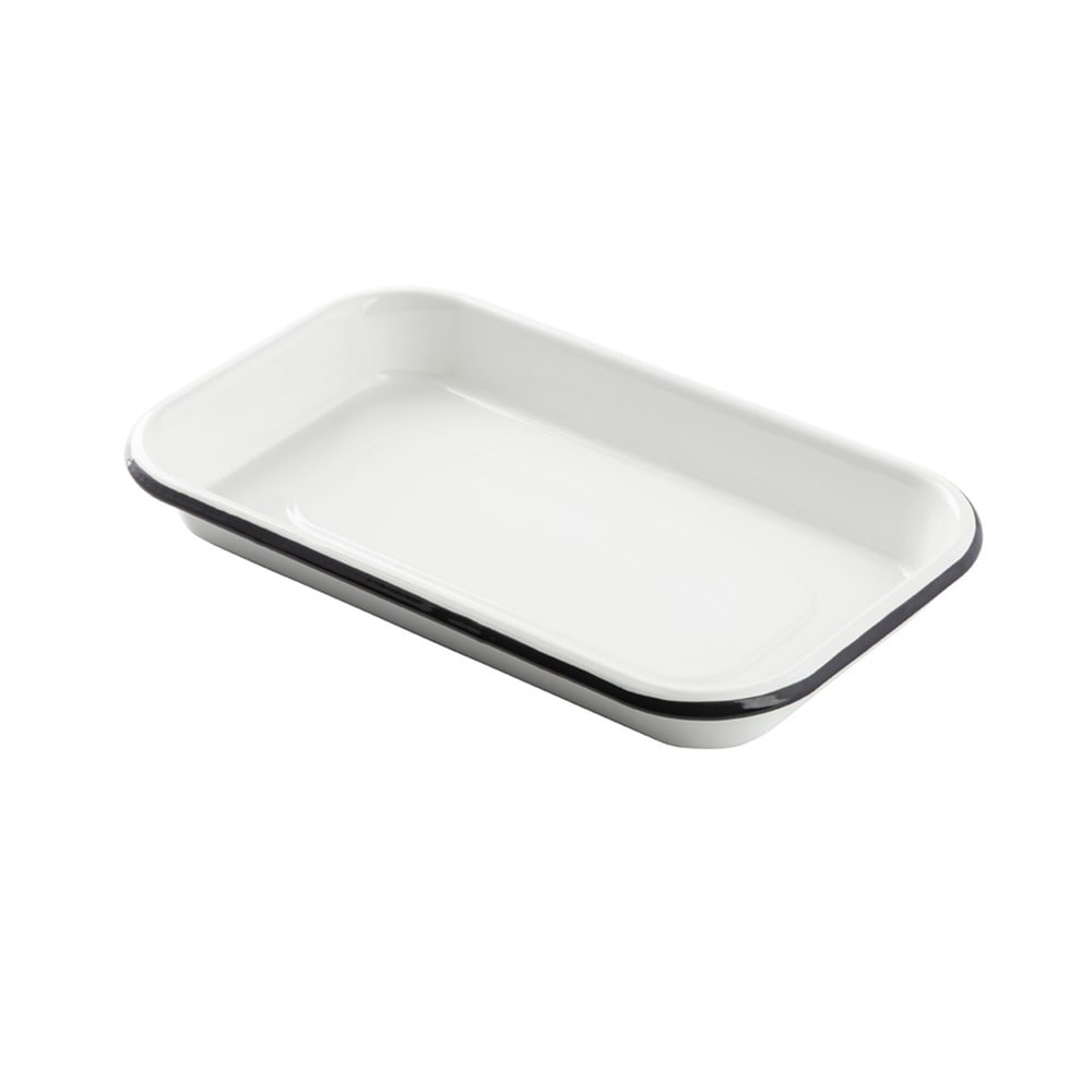 Tablecraft 10349 10" x 6" Rectangular Sheet Pan - Porcelain, White