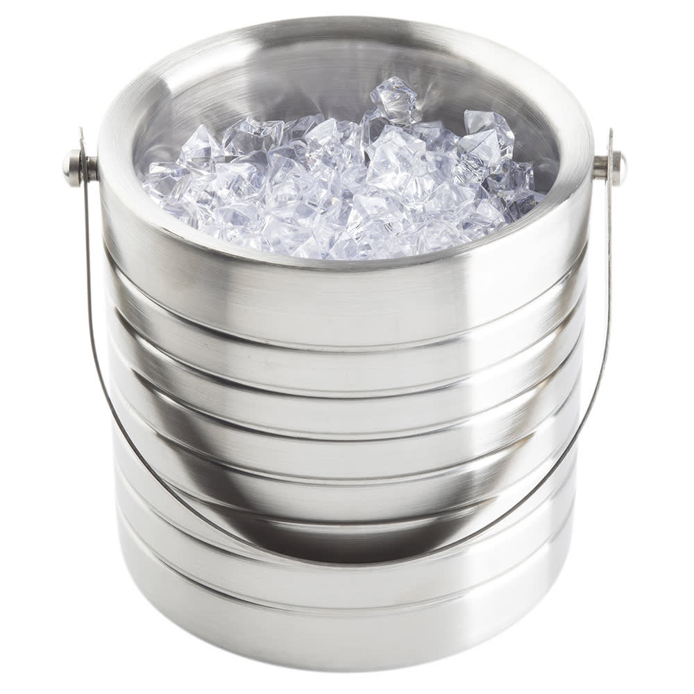 Tablecraft 10700 55 oz Double Wall Ice Bucket - Brushed Stainless Steel