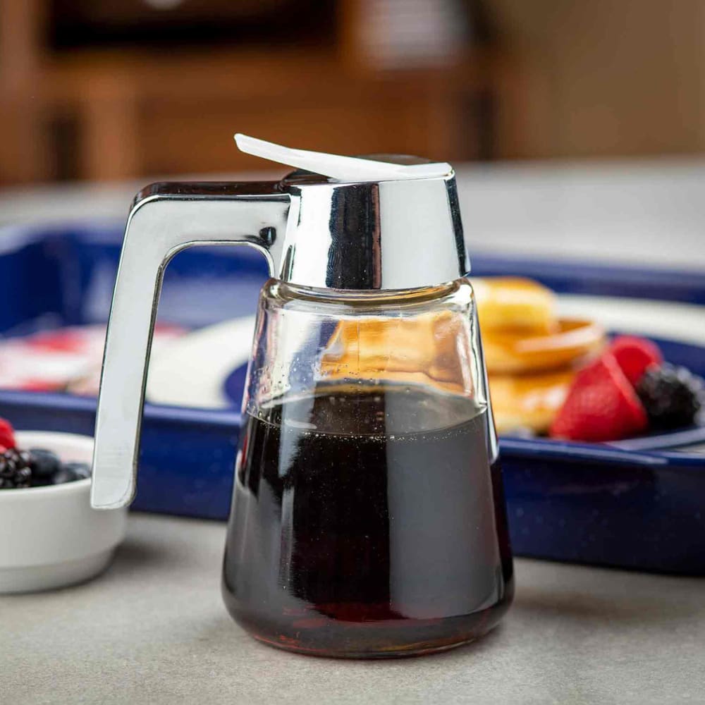 Tablecraft 1271 12 oz Cylindrical Dripcut Server - Glass, Chrome ABS Top