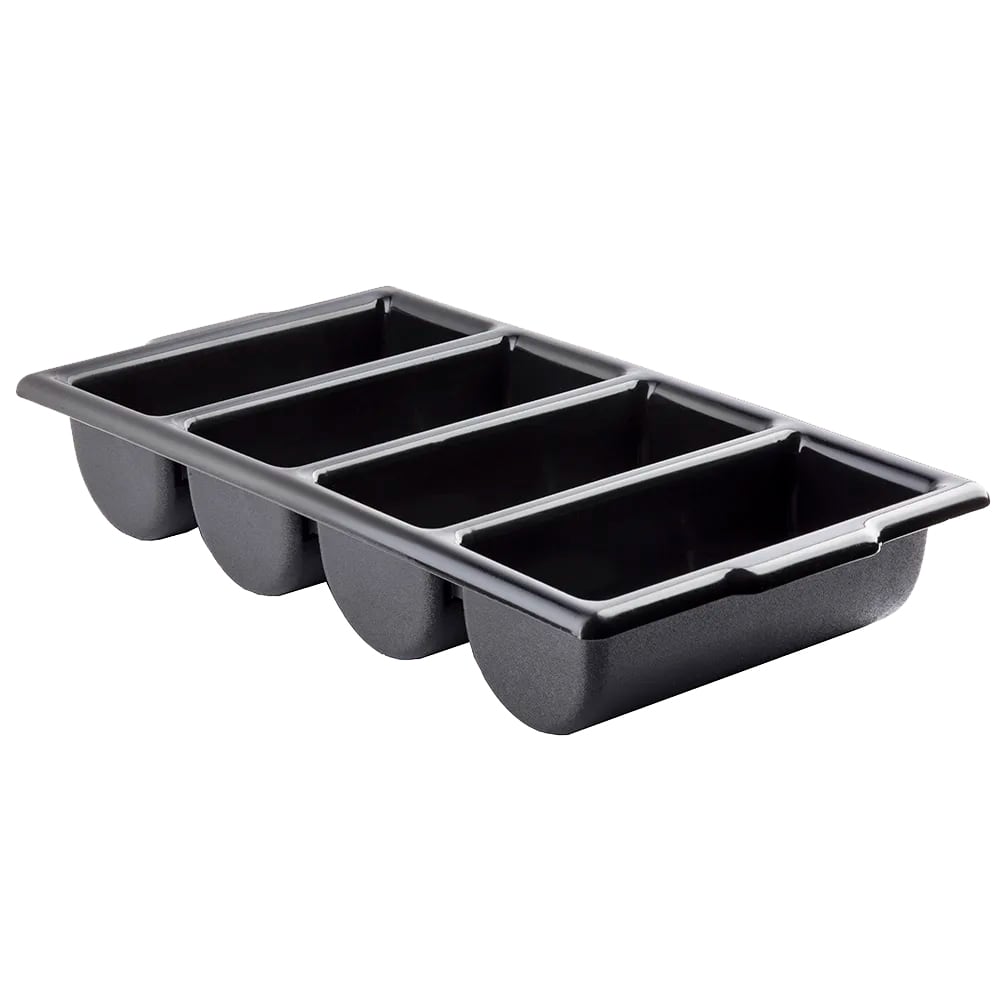 Tablecraft 1524B 4 Compartment Cutlery Bin - Plastic, Black