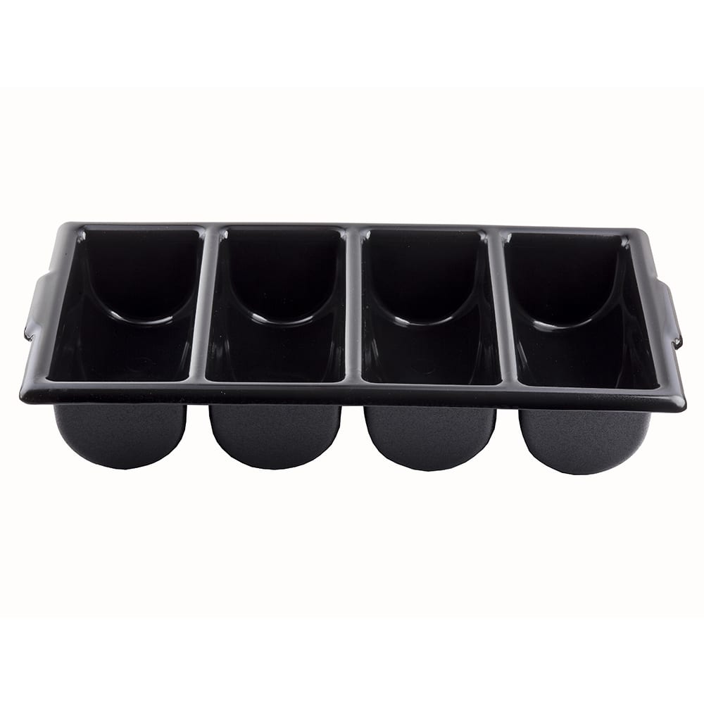Tablecraft 1524B 4 Compartment Cutlery Bin - Plastic, Black