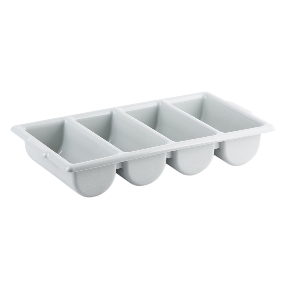 Tablecraft 1524G 4 Compartment Cutlery Bin - Plastic, Gray