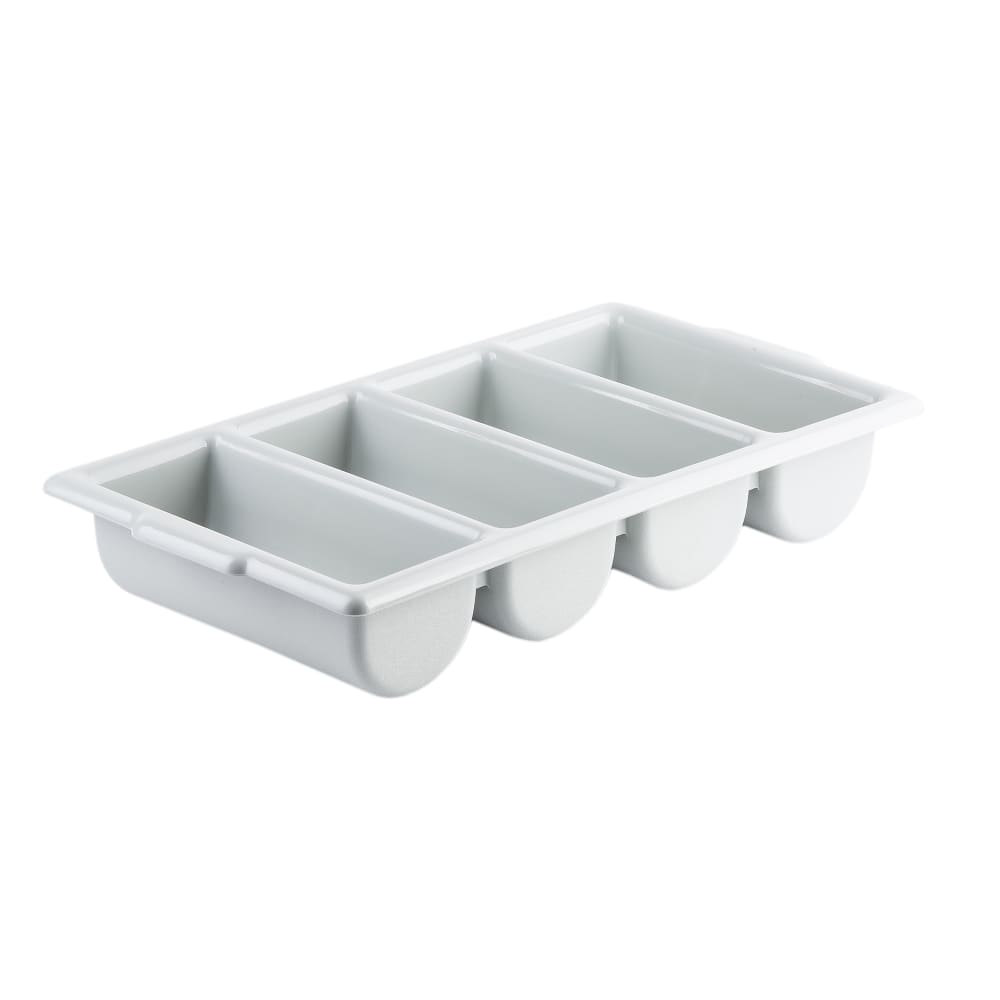 Tablecraft 1524G 4 Compartment Cutlery Bin - Plastic, Gray