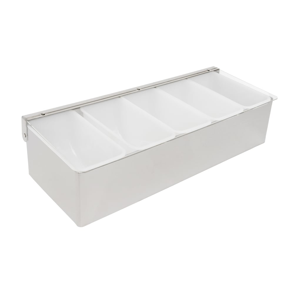 Tablecraft 1605 (5) Compartment Bar Garnish Tray - Flat Hinged Lid