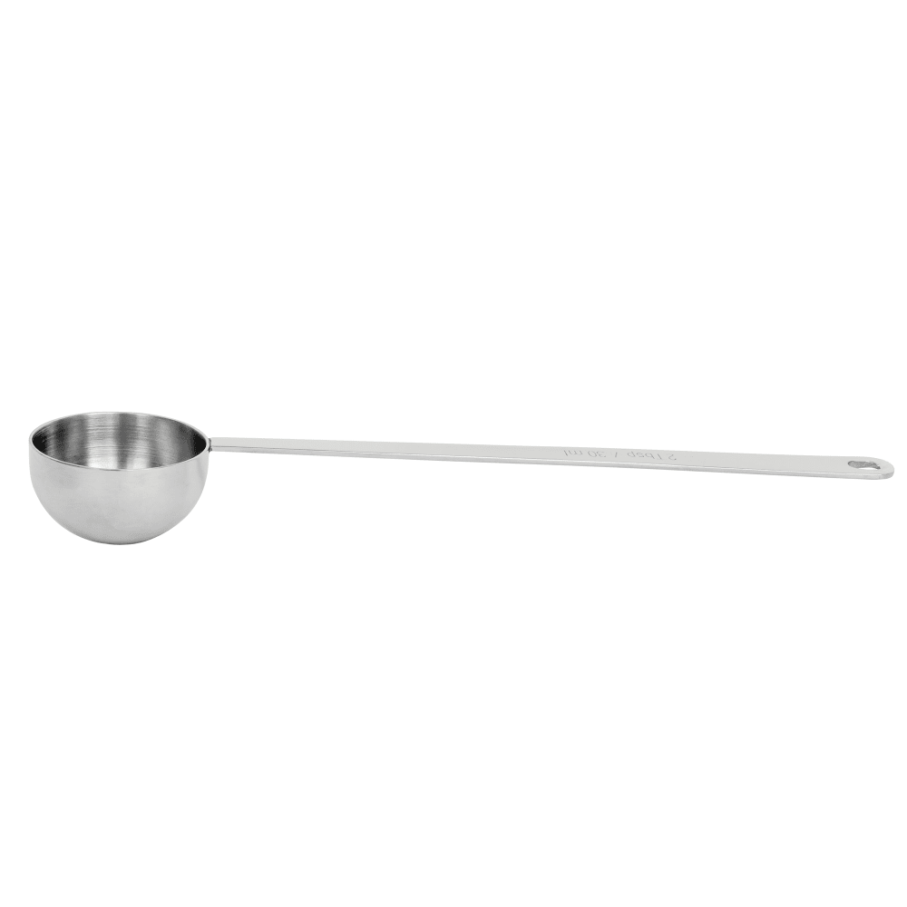 Tablecraft 40402 2 Tbsp Round Measuring Spoon - 9" Long, Stainless Steel