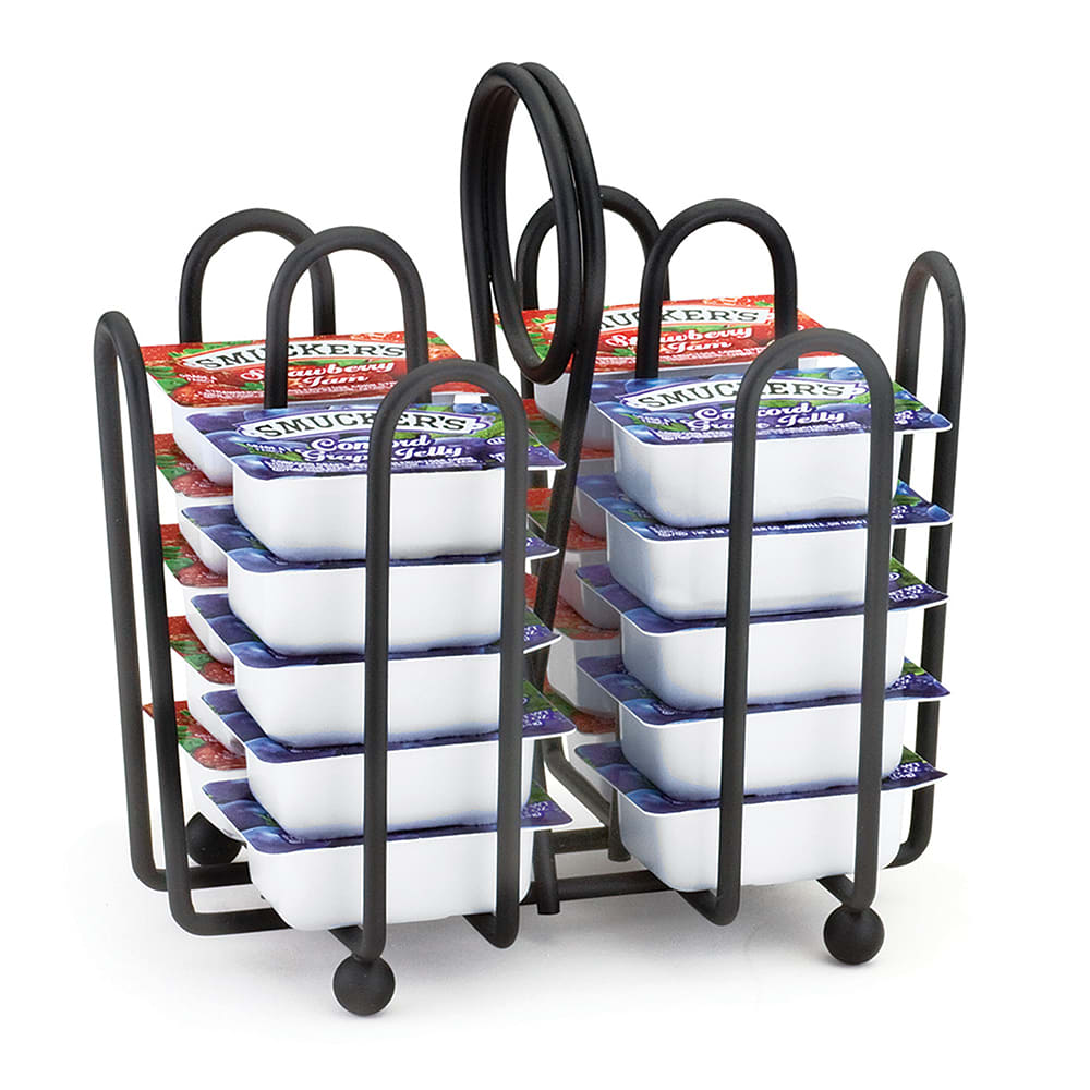 Tablecraft 597CBK 4 Compartment Rectangular Condiment Caddy - Wire, Black