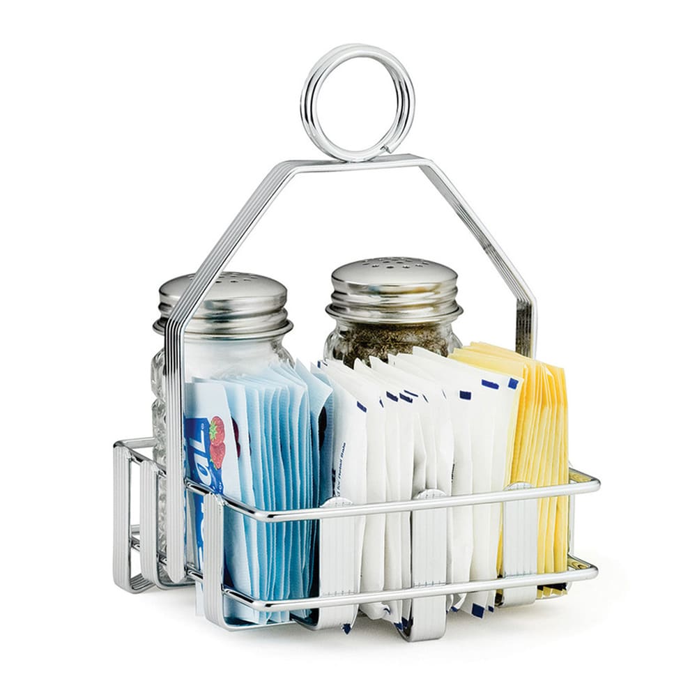 Tablecraft 606R 2 Compartment Rectangular Condiment Caddy - Chrome Plated