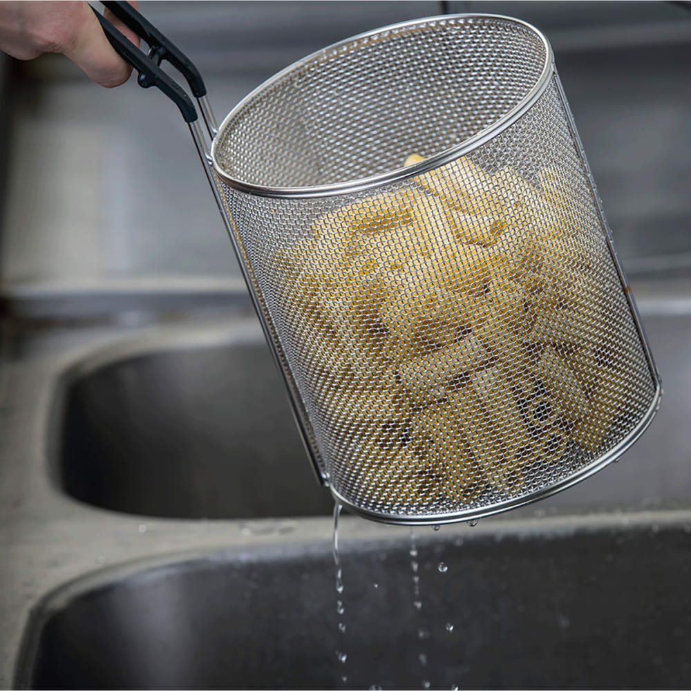 Tablecraft 986 6 1/2" Round Pasta Basket - Stainless Steel