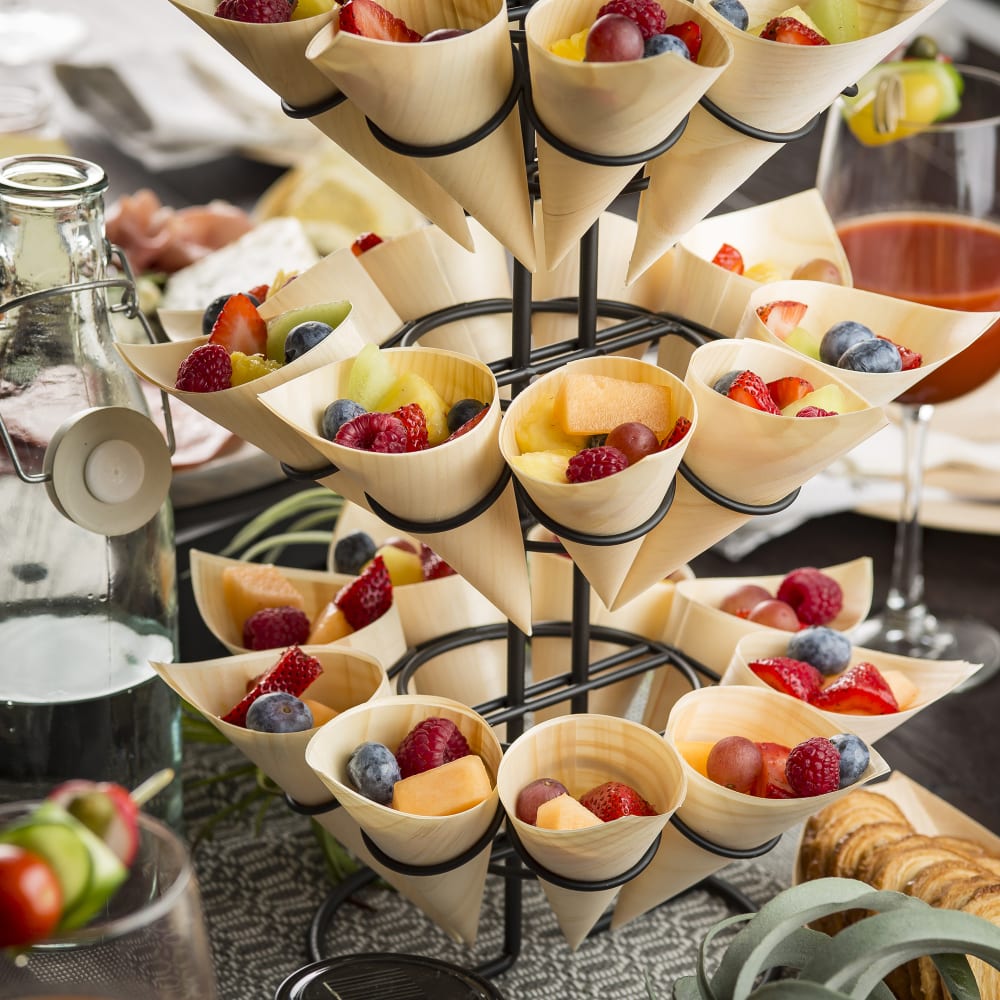 Tablecraft BAMDCN6 Disposable Serving Cone, 2" x 6", Eco-Friendly, Pinewood