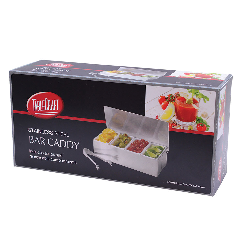 Tablecraft H1604 (4) Compartment Bar Garnish Tray - Flat Hinged Lid