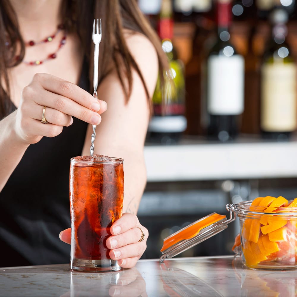 Tablecraft H503K 12" Bar Spoon w/ Fork End, Stainless Steel