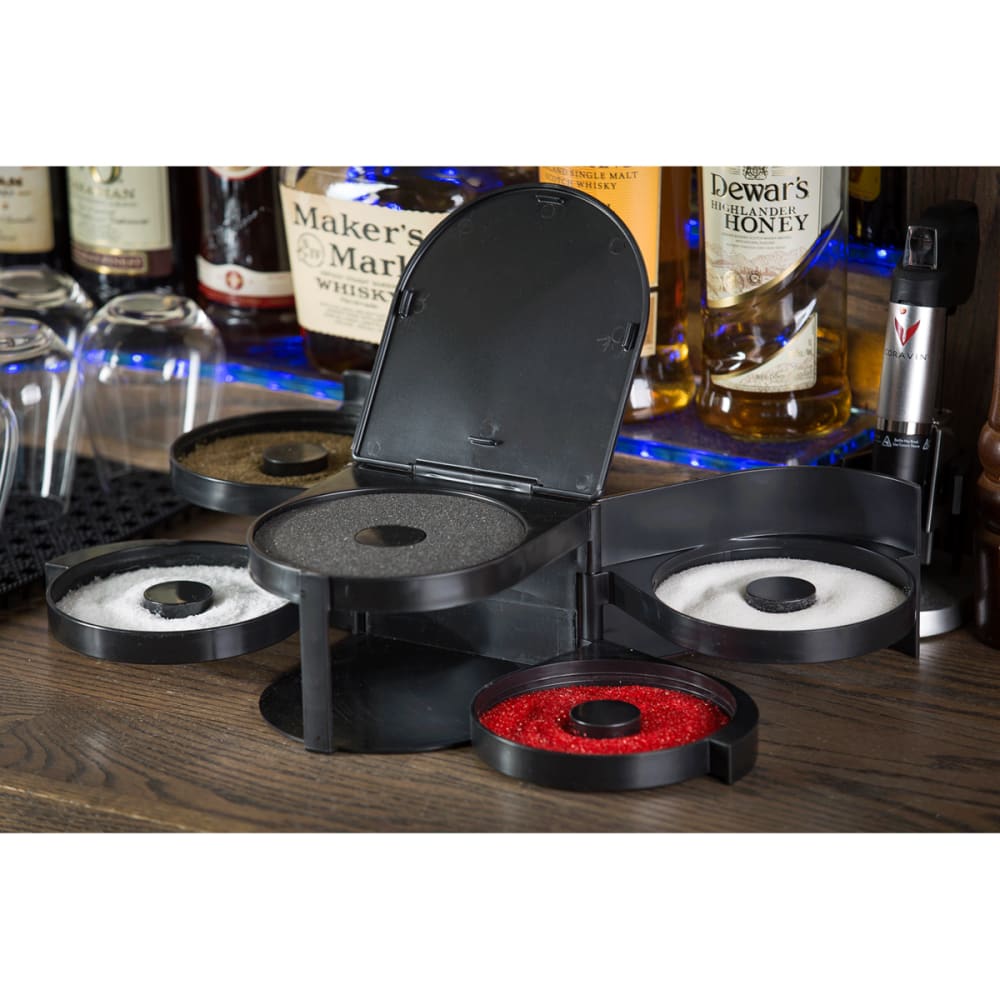 Tablecraft H5633 Glass Rimmer w/ 5 Swing Out Trays, Black