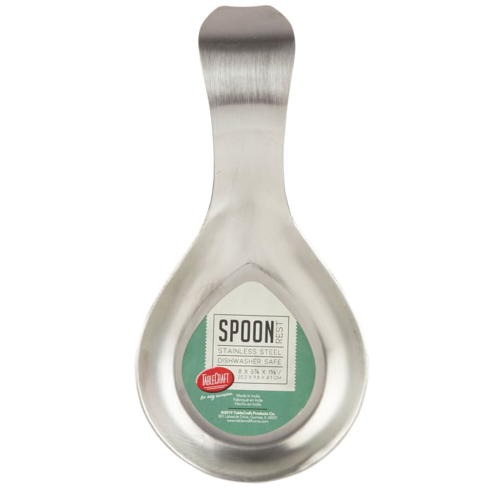 Tablecraft HB1 Single Spoon Rest, 8" x 5 3/4", Stainless Steel