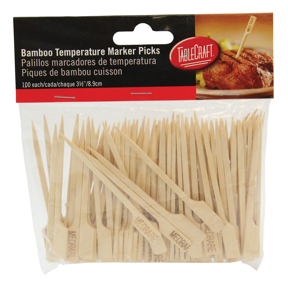 Tablecraft MEDRARE 3 1/2" Bamboo Meat Marker Pick, Medium Rare
