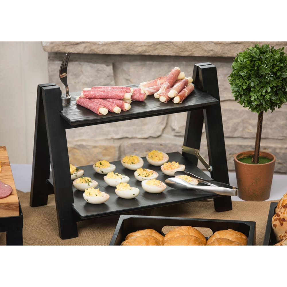 Tablecraft MG2 Frostone Display Tray, 12 3/4" x 10 3/8", Rectangular, Melamine, Black