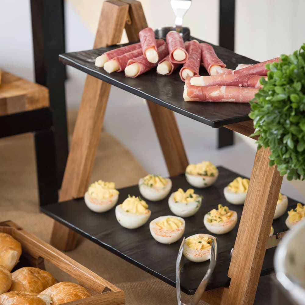 Tablecraft MG2 Frostone Display Tray, 12 3/4" x 10 3/8", Rectangular, Melamine, Black