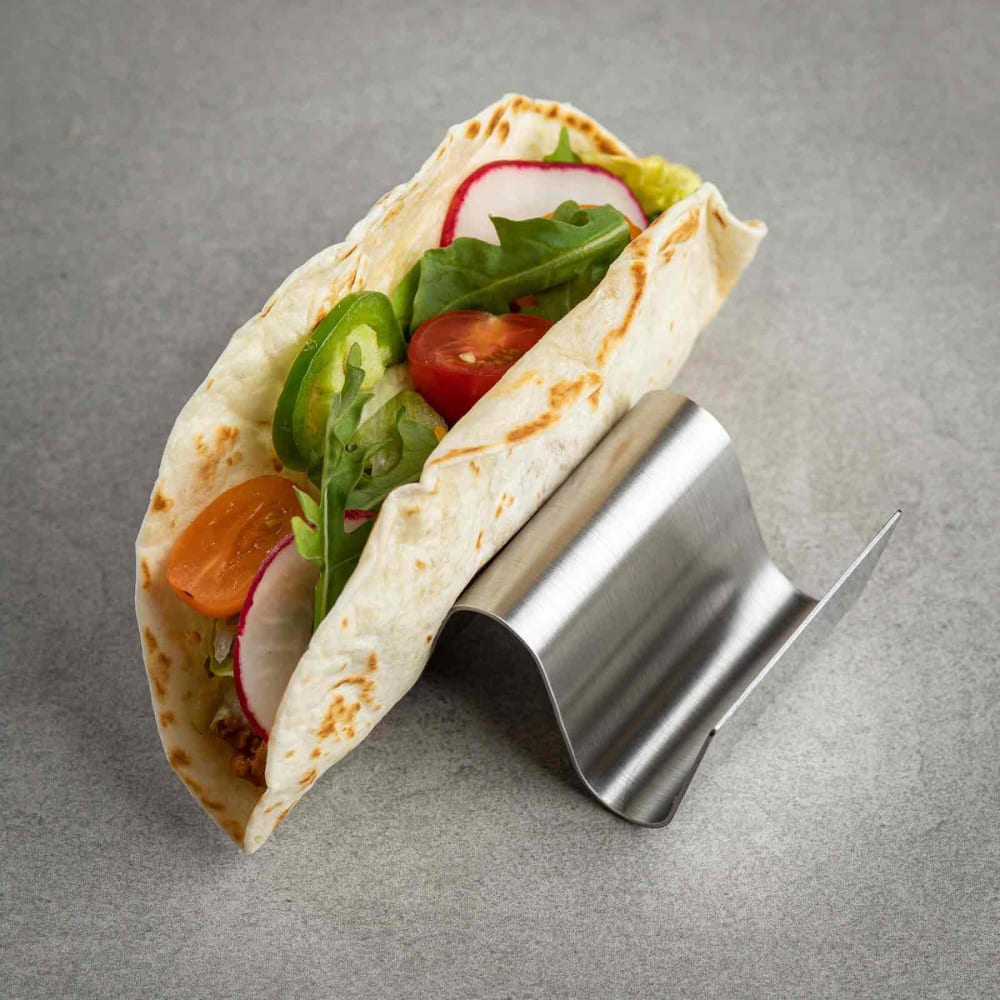 Tablecraft TRS23 Taco Holder - Holds 2 to 3 Tacos, Solid, Stainless