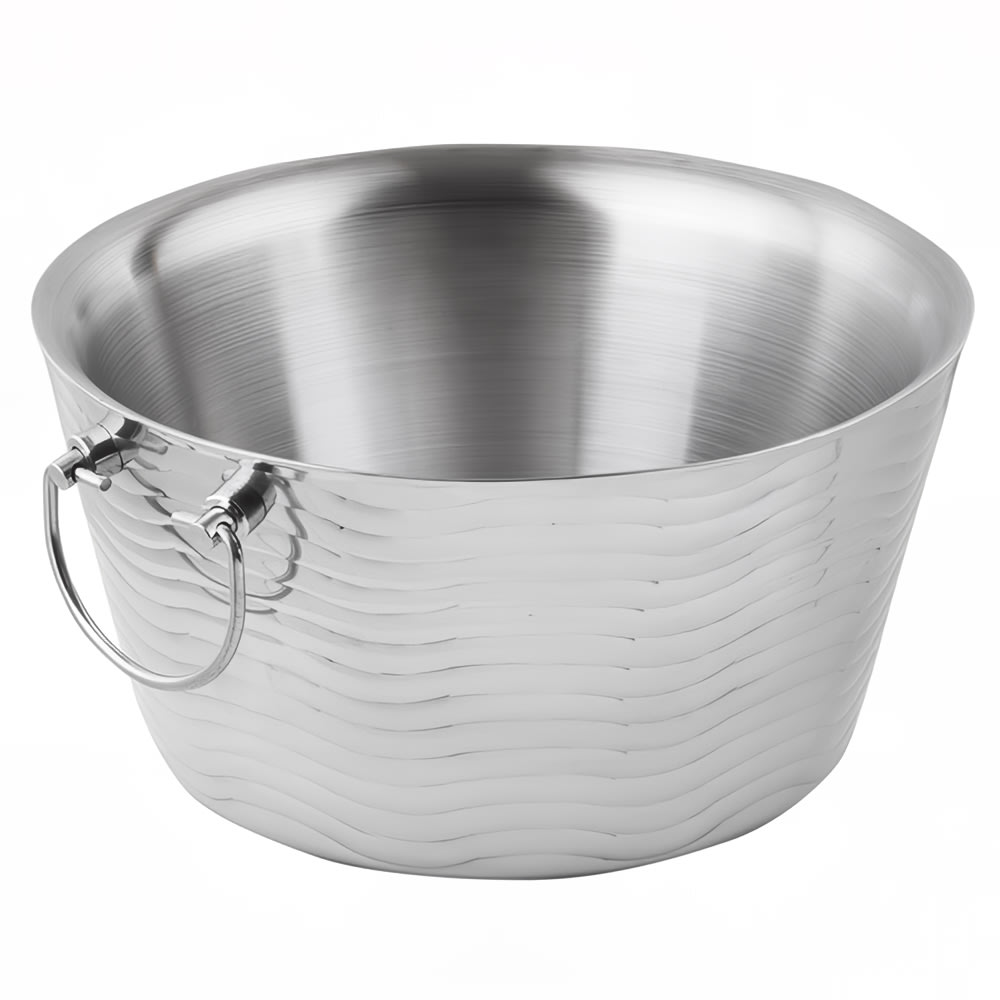 Tablecraft WBT14 14 1/2" Wave Ice Bucket - Double-Wall, Stainless