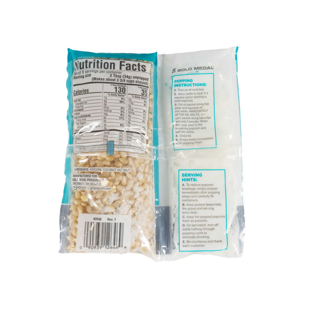 Gold Medal 2646 MegaPop White Popcorn Kit for 8 oz Kettles w/ Corn & Oil