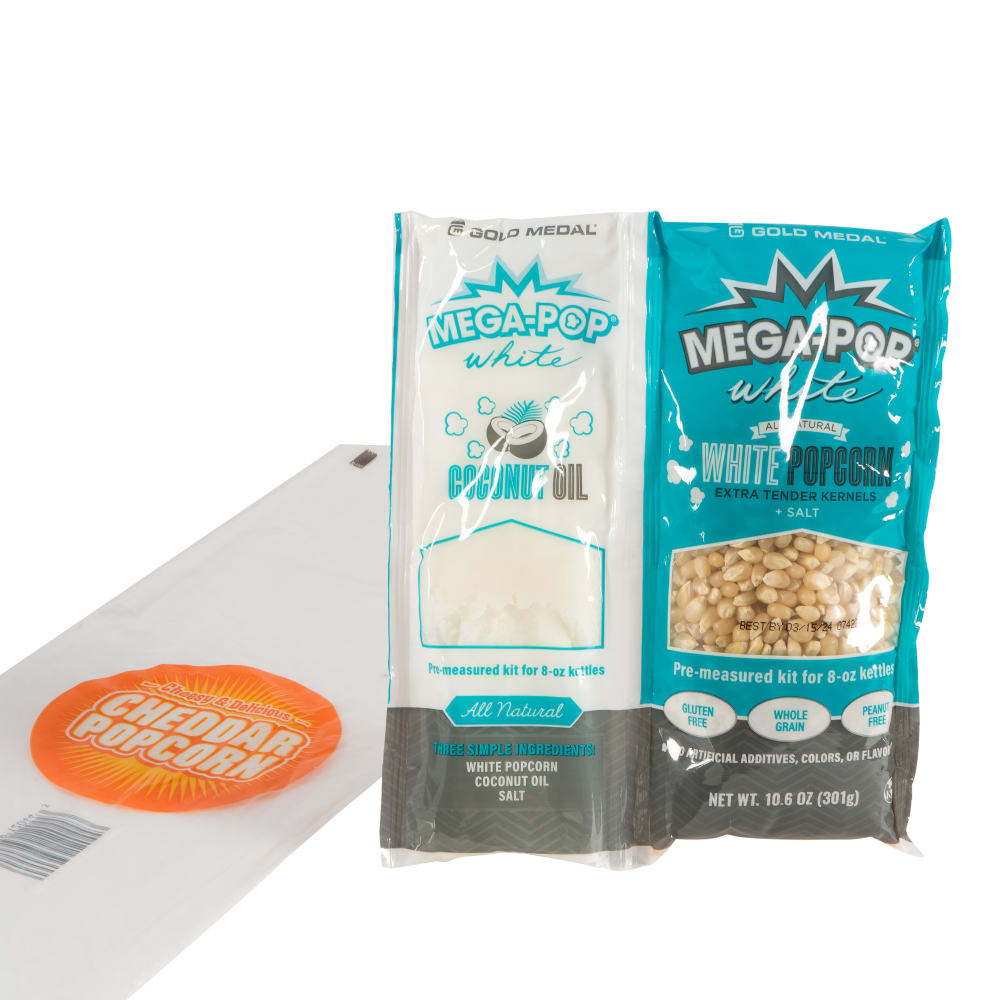 Gold Medal 2646 MegaPop White Popcorn Kit for 8 oz Kettles w/ Corn & Oil