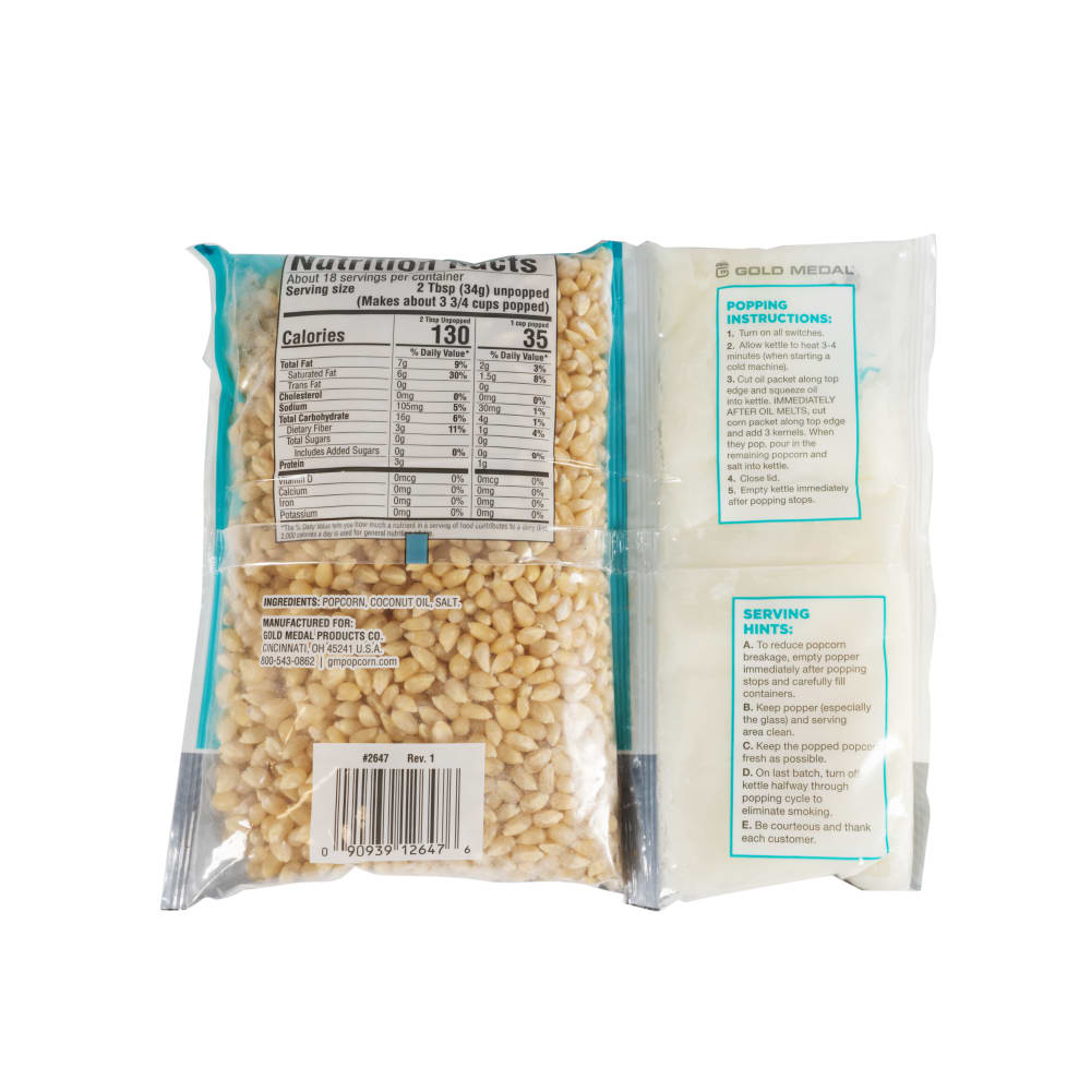 Gold Medal 2647 MegaPop White Popcorn Kit for 8 oz Kettles w/ Corn & Oil