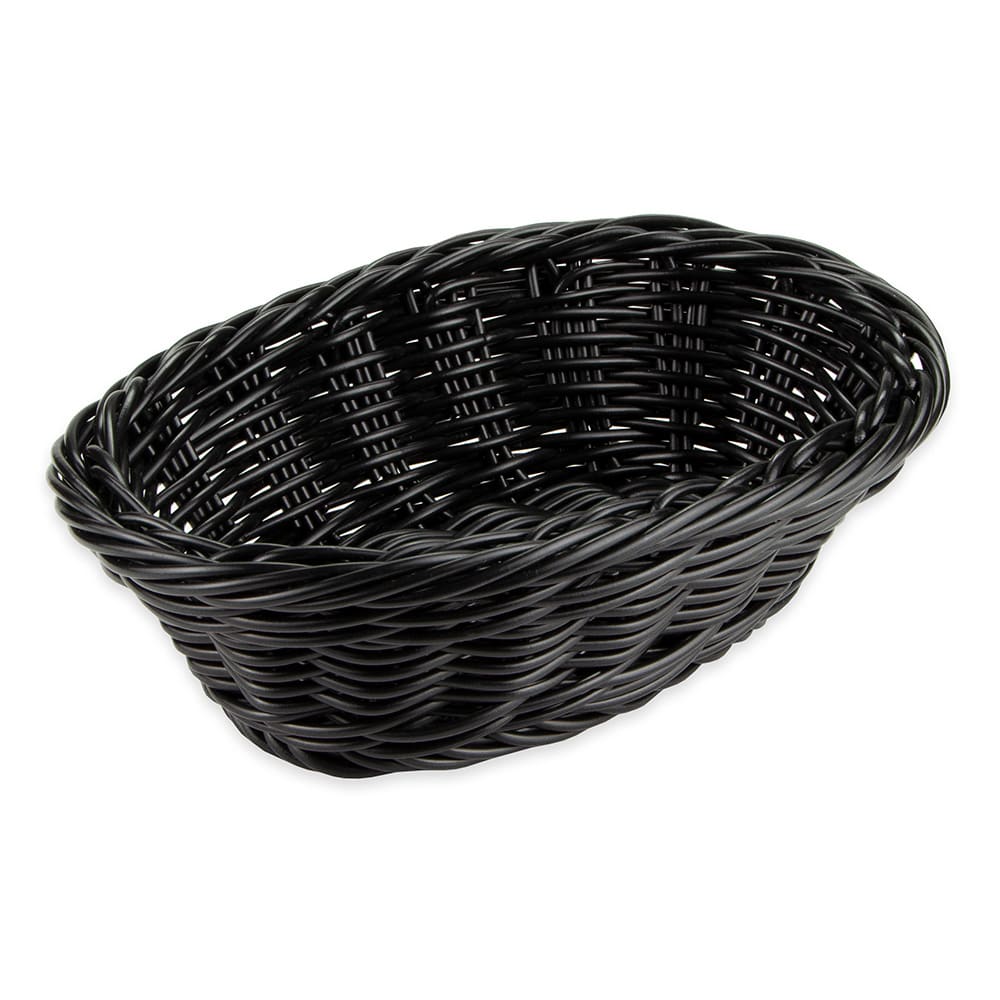 GET WB-1503-BK Oval Bread & Bun Basket, 9" x 6 3/4", Polypropylene, Black