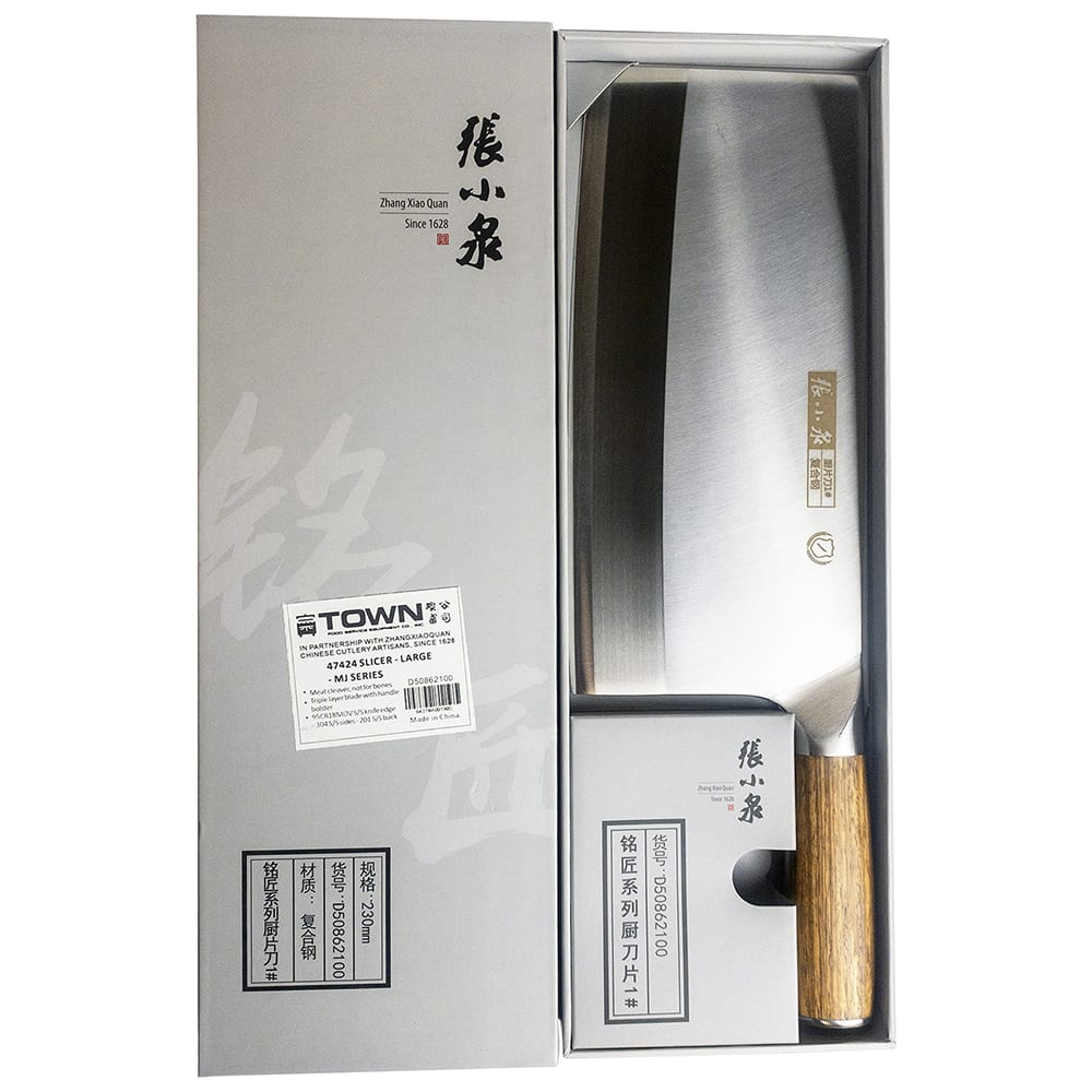 Town 47424 9" Large Meat Cleaver w/ Wood Handle, Stainless Steel